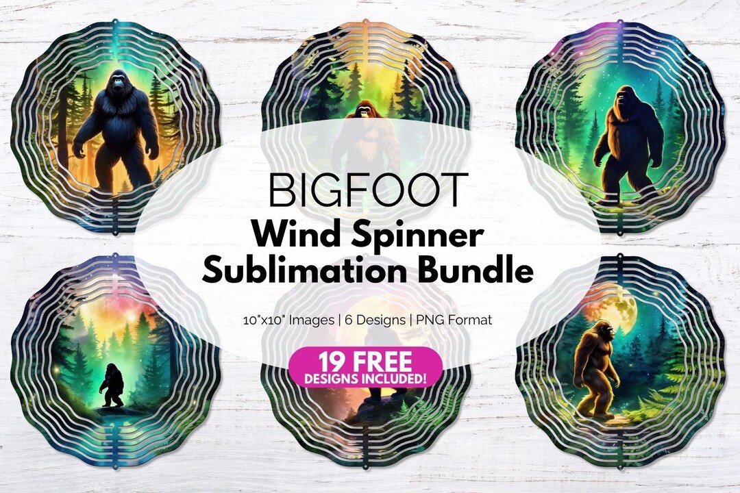 Bigfoot Wind Spinner PNG Bundle, Sasquatch Sublimation Designs (digital ...