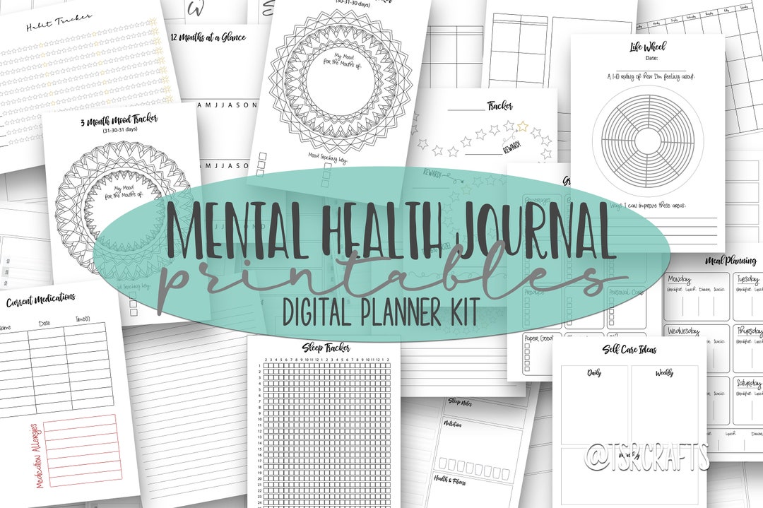 Mental Health Tracking Digital Printable Planner Set Printable Planner ...