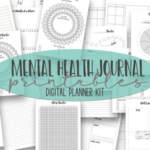 Mental Health Tracking Digital Printable Planner Set Printable Planner ...