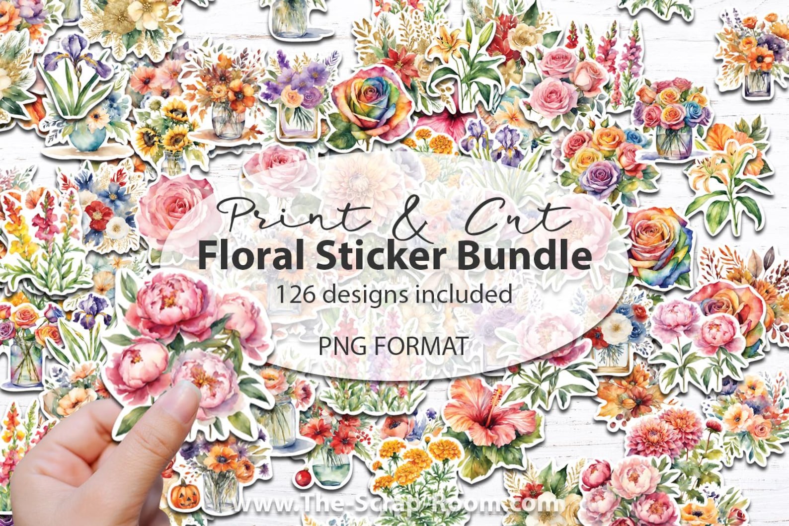 Sticker Bundle Watercolor Printable Stickers for Junk Journal Scrapbook ...