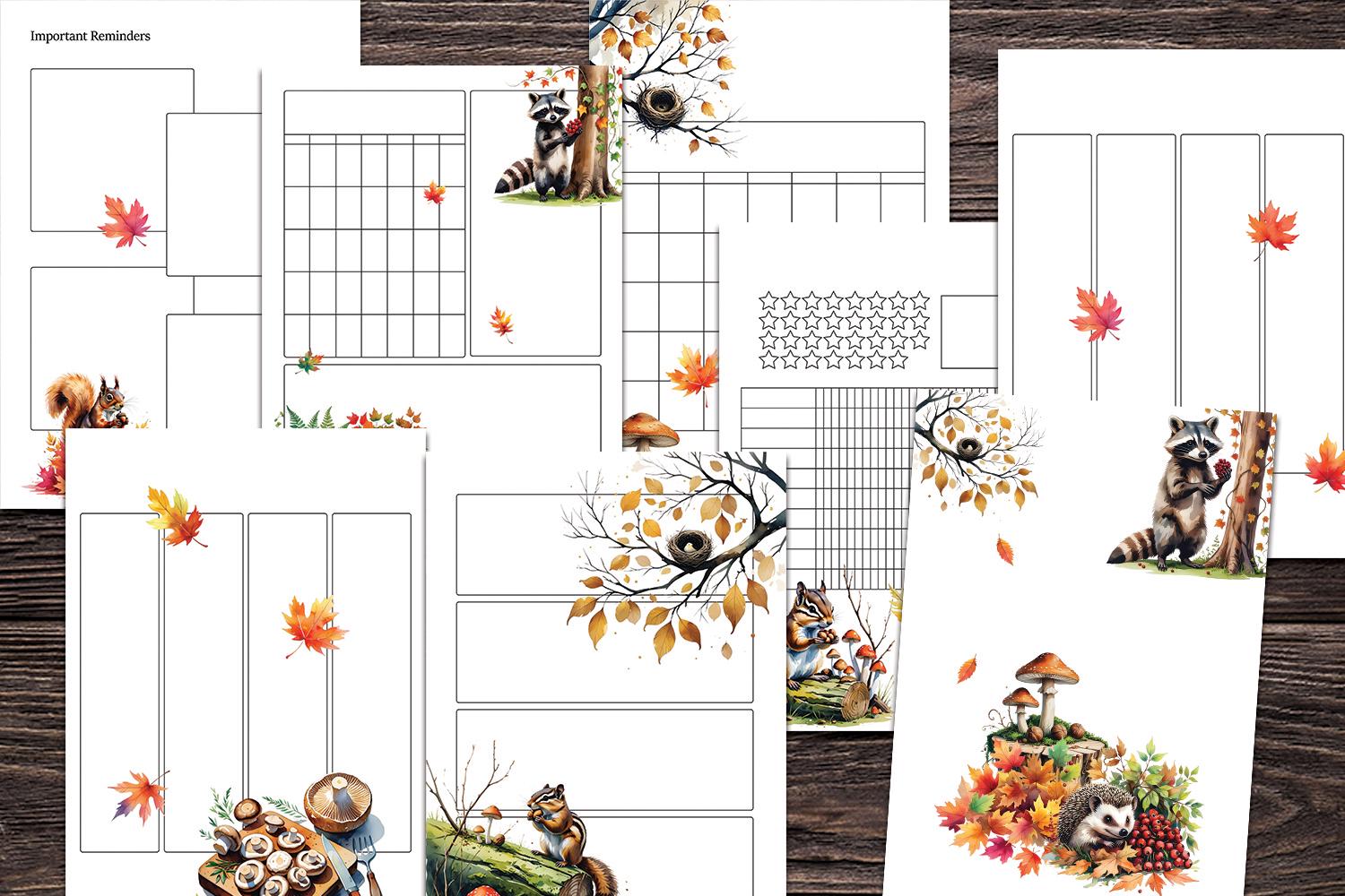 Fall Planner Printables Cottagecore Daily Weekly Monthly Habit Mood ...