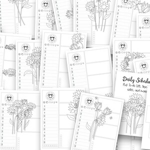 Floral Daily Planner Bundle Printable Undated Monthly, Weekly, and ...