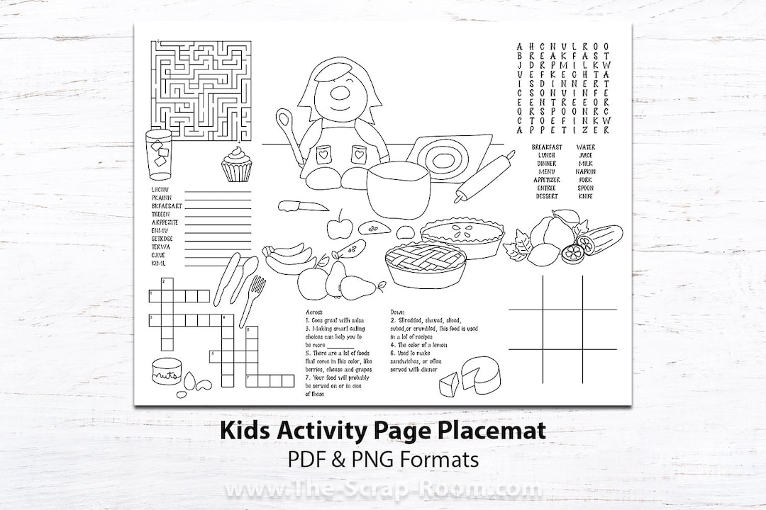 Printable Kid's Activity Placemat Template, Activity Sheet, Activity ...