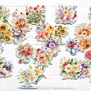 Print and Cut Flower Stickers Printable Stickers Floral Sticker Junk ...