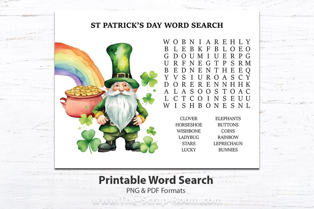 Printable St Patrick's Day Word Search Game, Game Design, Printable ...