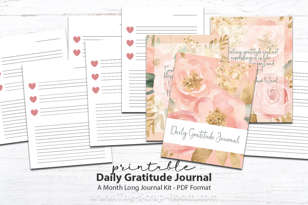 Printable Journal, Daily Gratitude Journal 2, Lined Paper, Digital ...