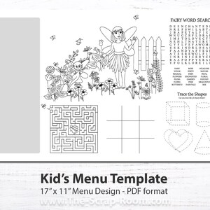 Printable Kid's Menu Template Bundle Kid's Menu Printable Menu Activity ...
