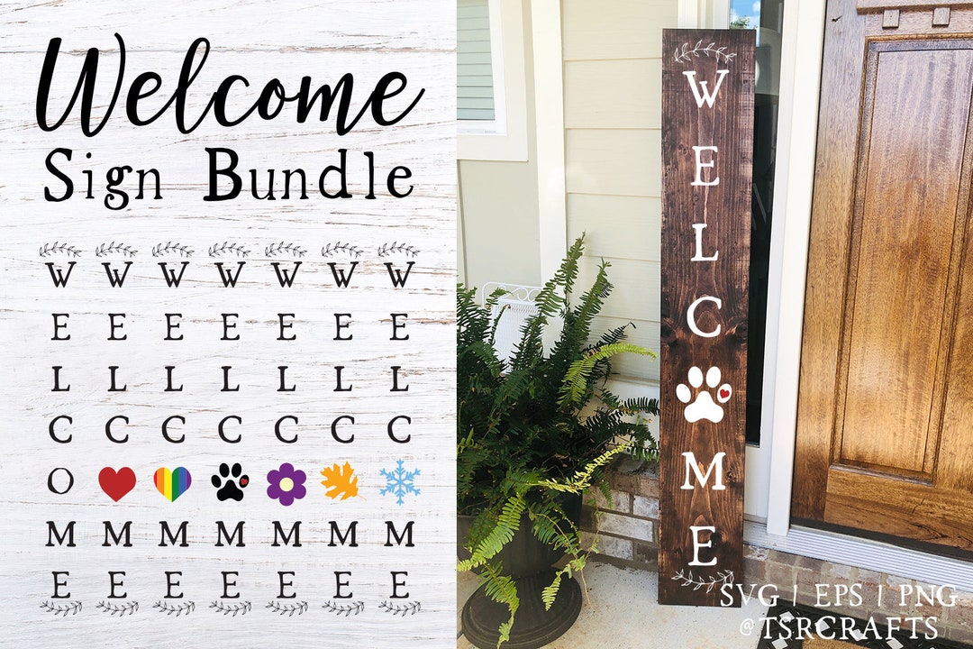 Vertical Welcome Sign Digital Design Bundle - Welcome Cut File Sign ...