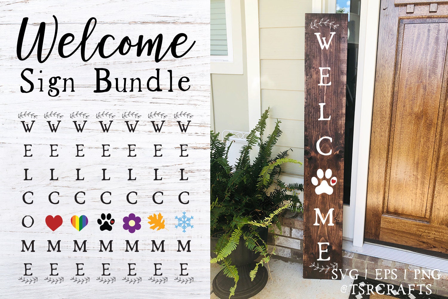 Vertical Welcome Sign Digital Design Bundle welcome cut file | Etsy