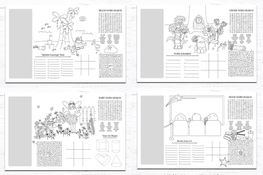 Printable Kid's Menu Template Bundle Kid's Menu Printable Menu Activity ...