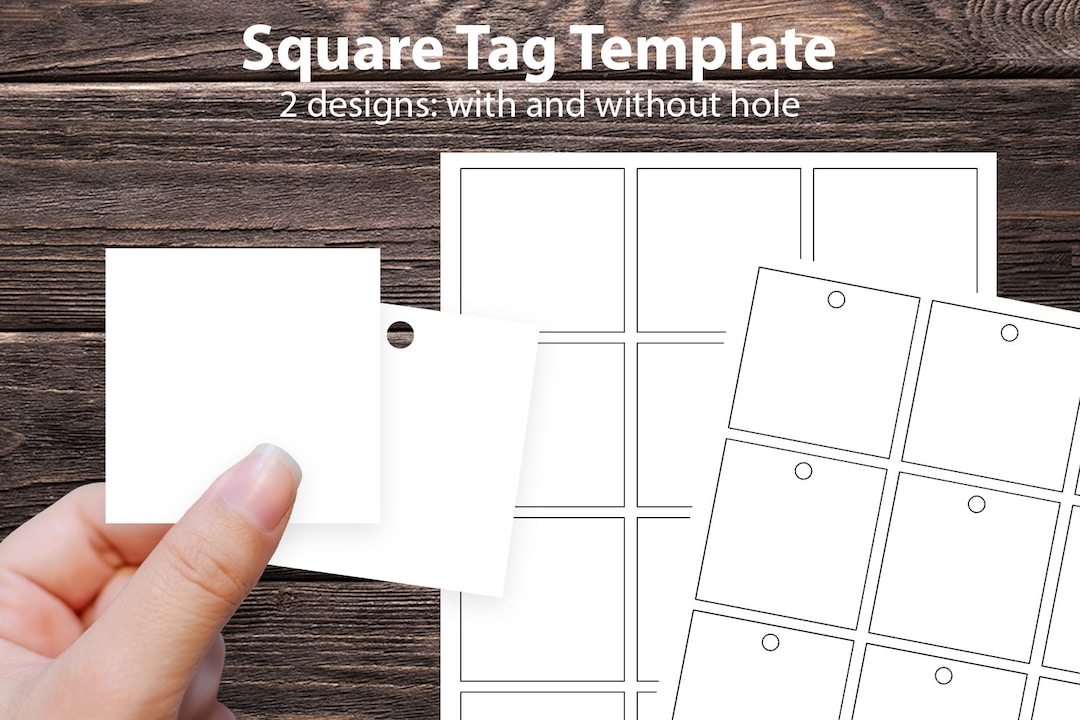 Square Tag Template SVG Hanging Gift Tag Cut File Printable Tag ...