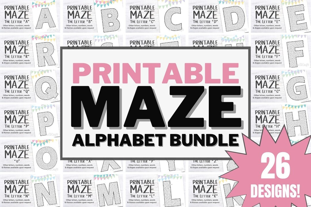 Printable Maze Activity: A-Z Alphabet Bundle for Kids - Etsy