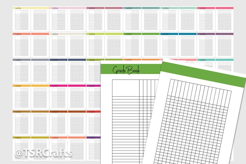 Teacher's Grade Book Printable Planner Templates Bundle Teacher Journal ...