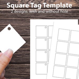 Square Tag Template SVG Hanging Gift Tag Cut File Printable Tag ...