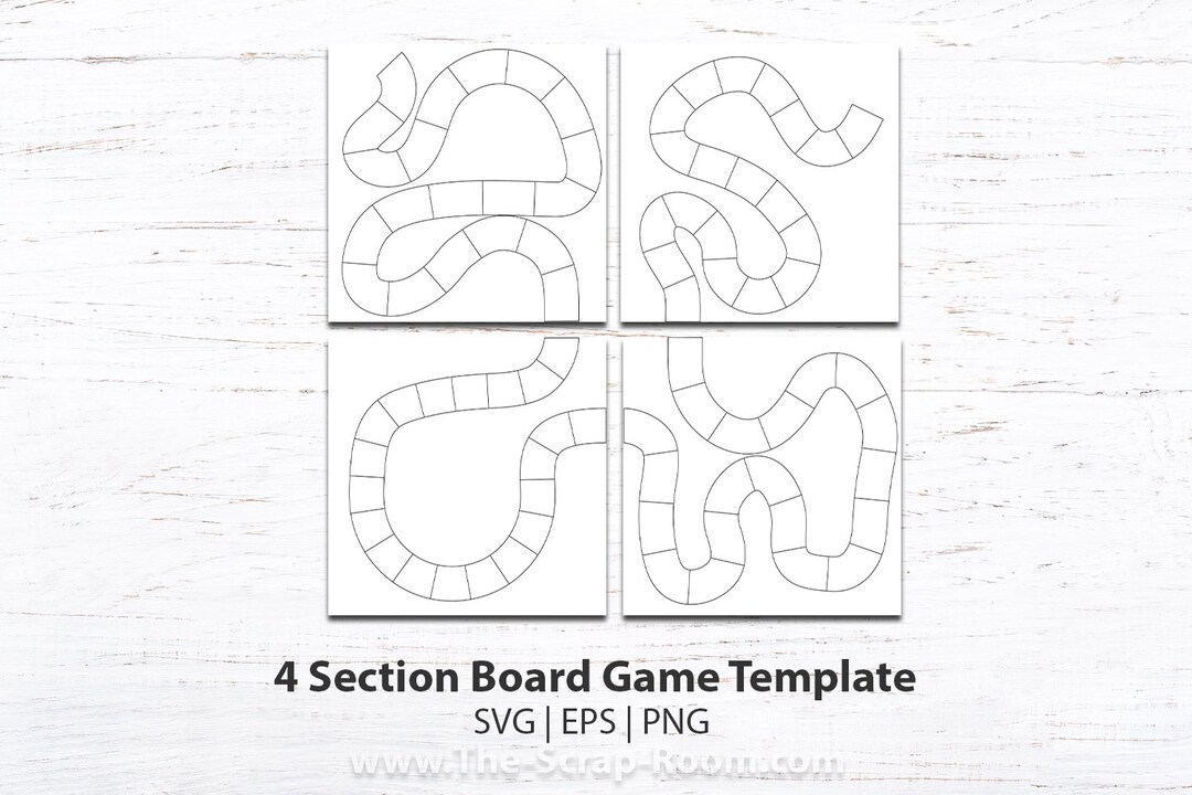 Printable Blank Board Game Templates 4 Pieces Layout Set #5 Game Design ...