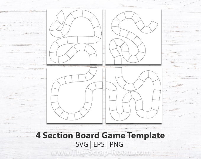 Printable Blank Board Game Templates 4 Pieces Layout Set #5 Game Design ...