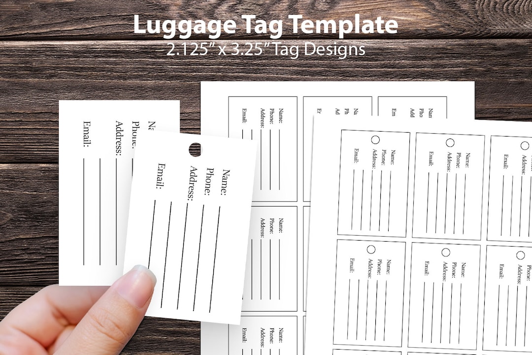 Luggage Hang Tag Template 2 1/8" X 3 1/4" Digital Tag Template to ...