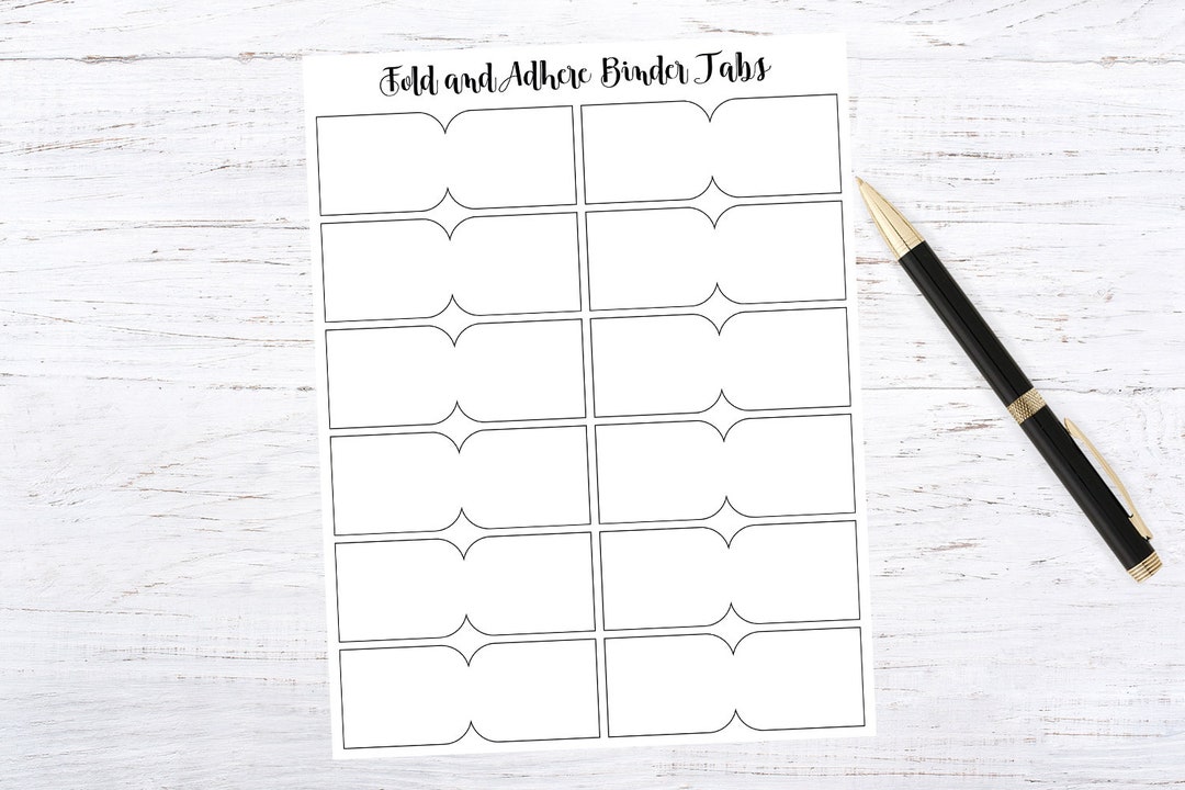 Printable Fold and Adhere Binder Tabs - Etsy