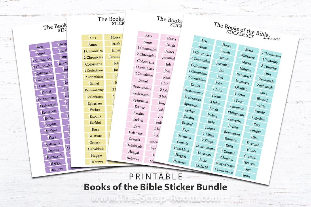 Printable Stickers, Books of the Bible, Pastel Stickers, Bible Stickers ...