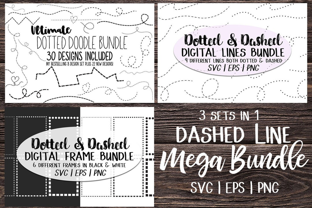 Digital Dashed Lines Mega SVG Bundle, PNG Bundle, Dotted Line Svg ...