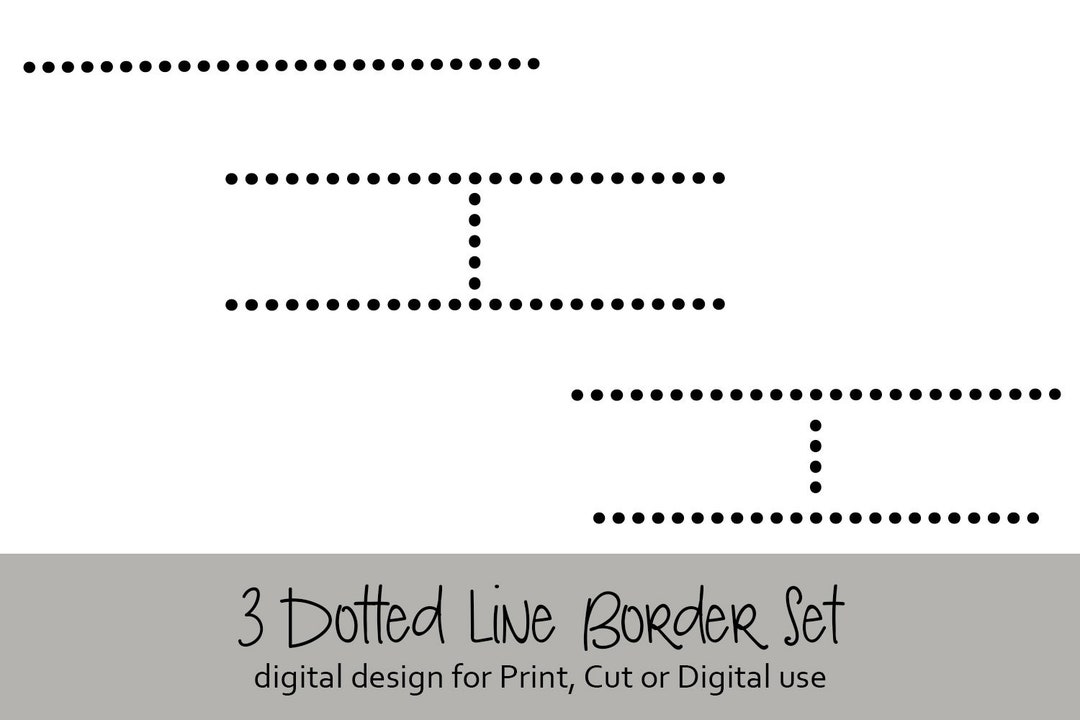 Dotted Line Borders 3 Design Set Black Color Digital Download for DIY ...