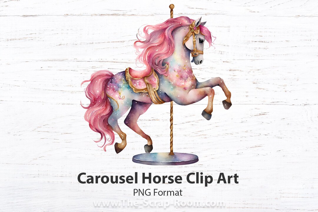 Carousel Horse Watercolor Clip Art Design, Carousel Horse Clip Art ...