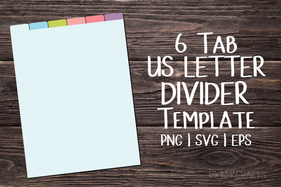 US Letter 6 Tab Divider Digital Template Print & Cut Set of - Etsy