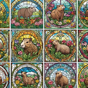 Stained Glass Capybara Png Bundle, Wind Spinner PNG Bundle, Stained ...