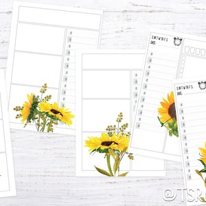 Printable Planner Inserts & Digital Planner Set - Sunflower Watercolor ...