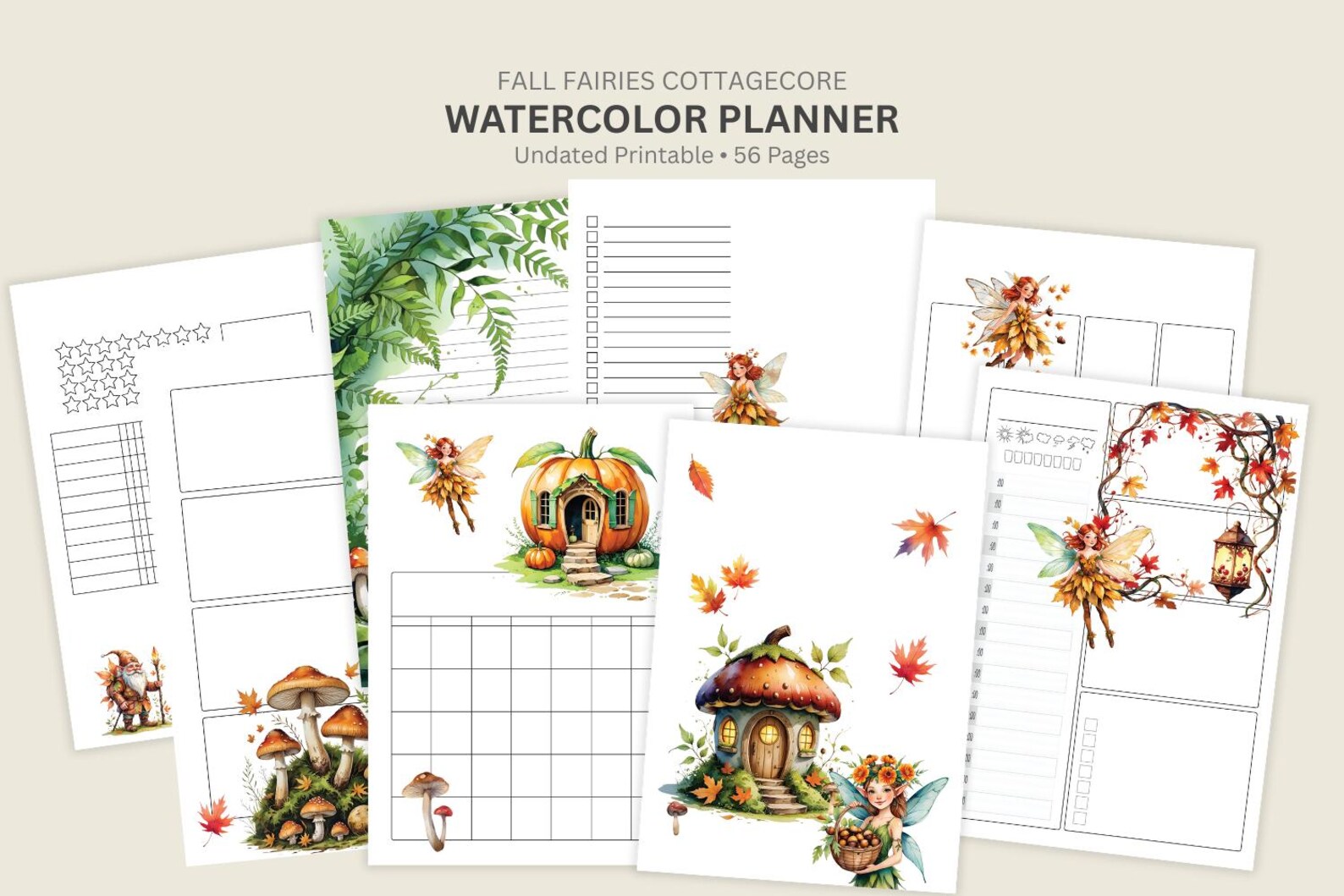Printable Fall Planner Cottagecore Daily Weekly Monthly Trackers Lined ...