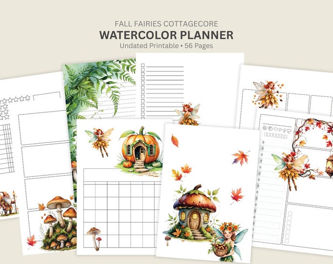 Printable Fall Planner Cottagecore Daily Weekly Monthly Trackers Lined ...