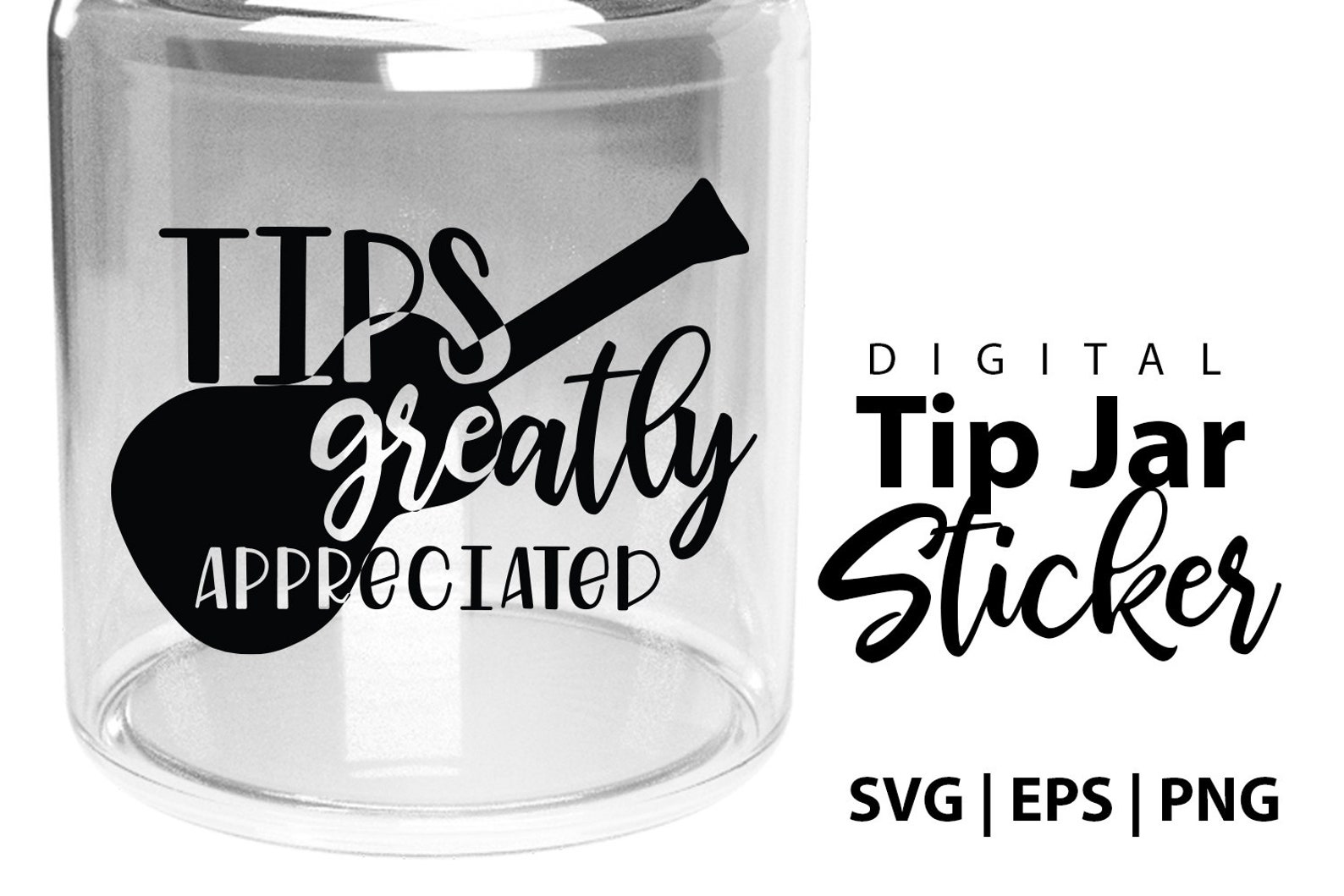 Tip Jar Digital Sticker Tip Jar Design tips Greatly - Etsy