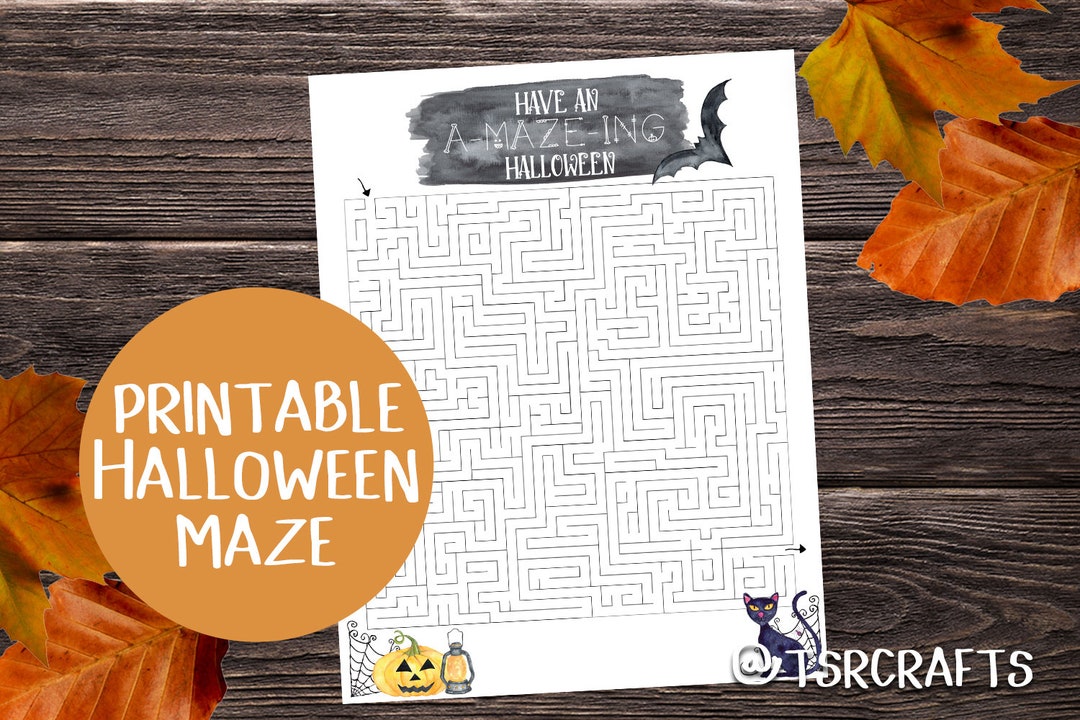 Printable Halloween Maze 1 One Page Maze Printable With a Halloween ...
