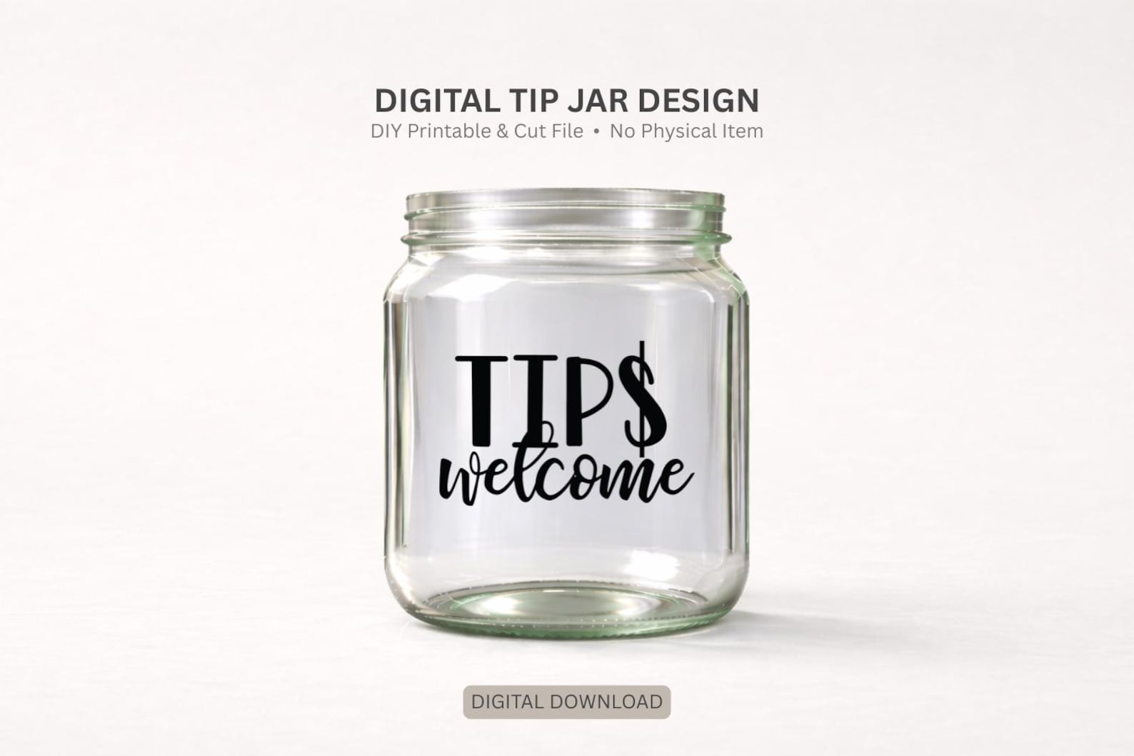 Digital Tip Jar Sticker Tips Welcome Cut or Print Tip Jar Label Design ...