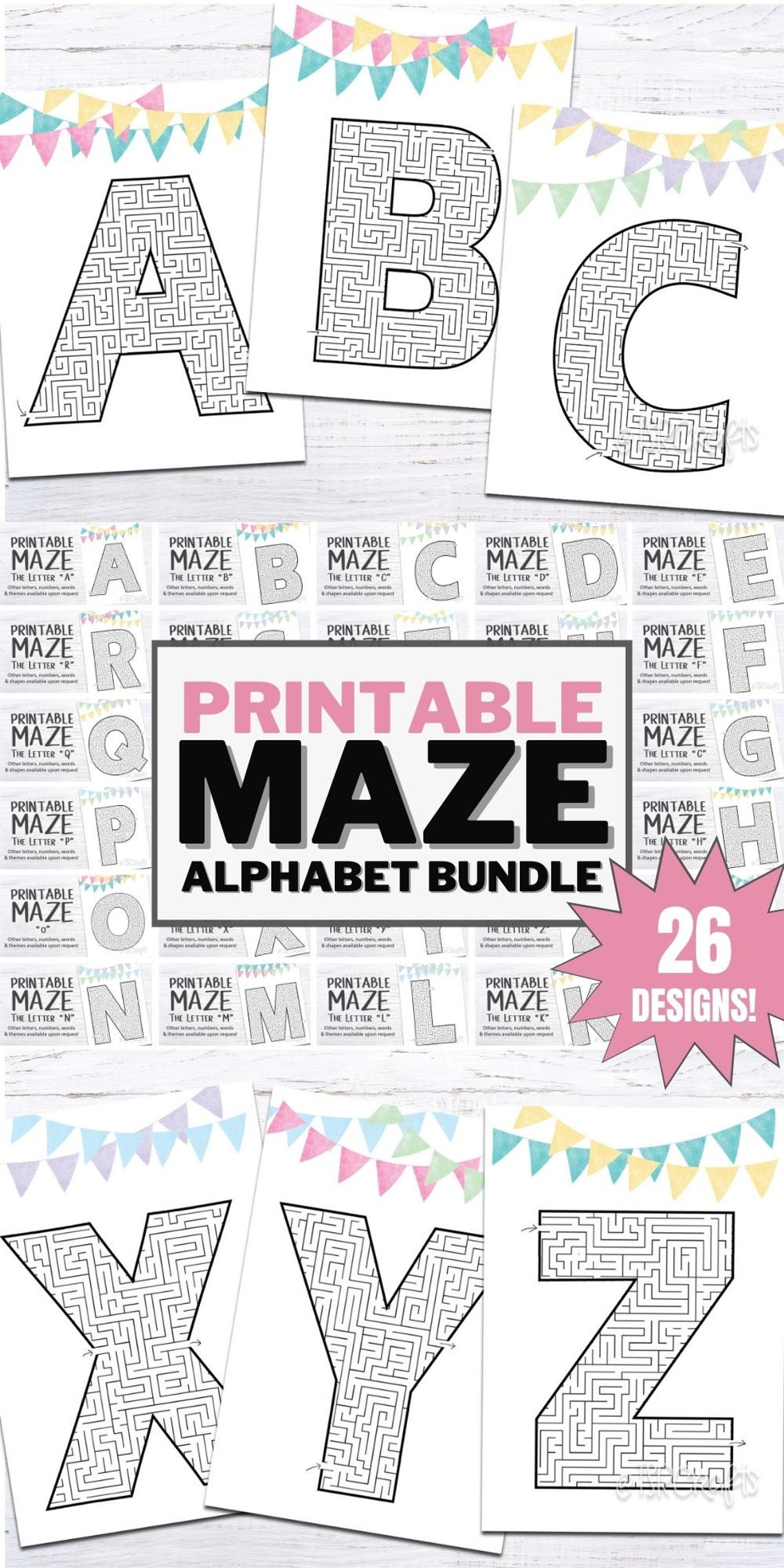Printable Maze Activity: A-Z Alphabet Bundle for Kids | Etsy