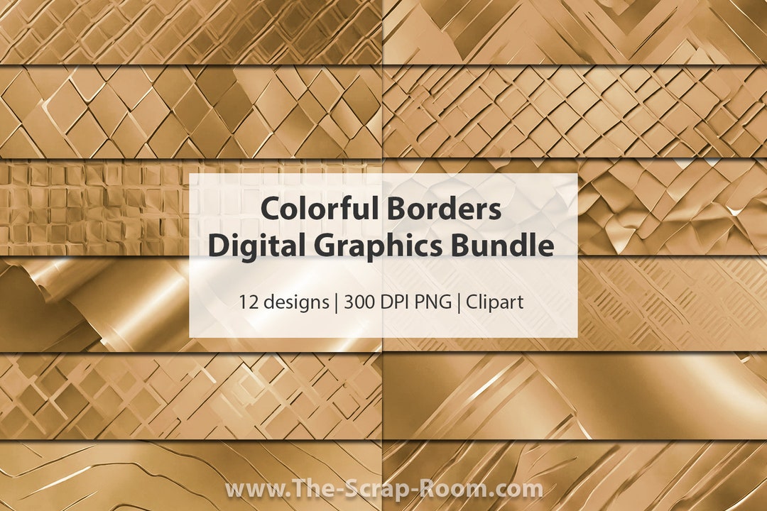 Gold Metallic Digital Borders: Metallic Paper, Printable Paper, Digital ...