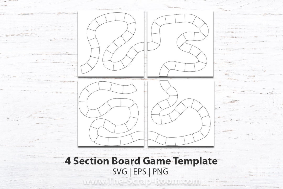 Printable Blank Board Game Templates 4 Pieces Layout Set #3 Game Design ...