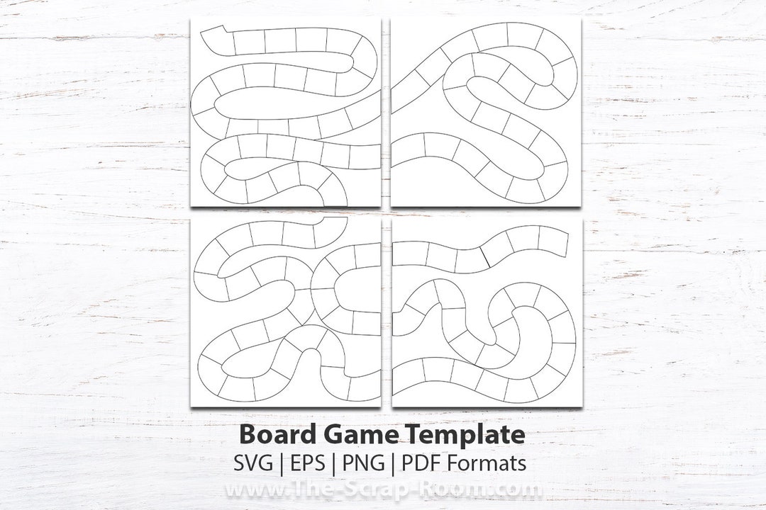 Printable Blank Board Game Templates 4 Pieces Layout Set #6 Game Design ...