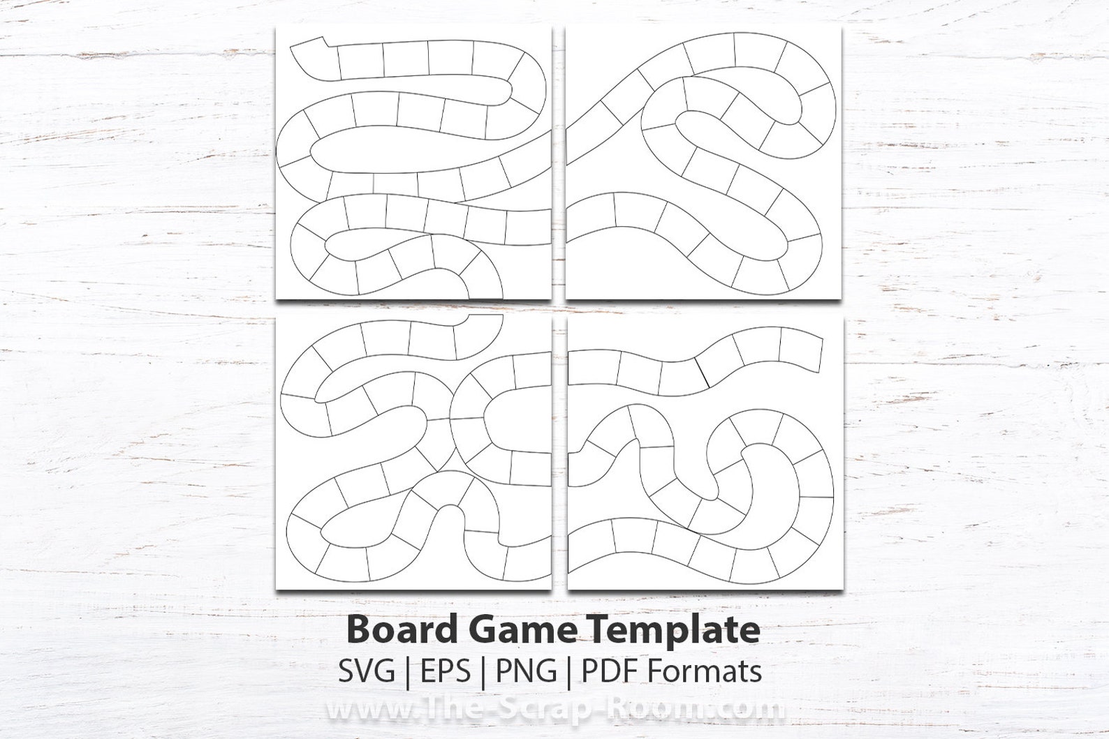 Printable Blank Board Game Templates, 4 Pieces Layout Set 6, Game ...