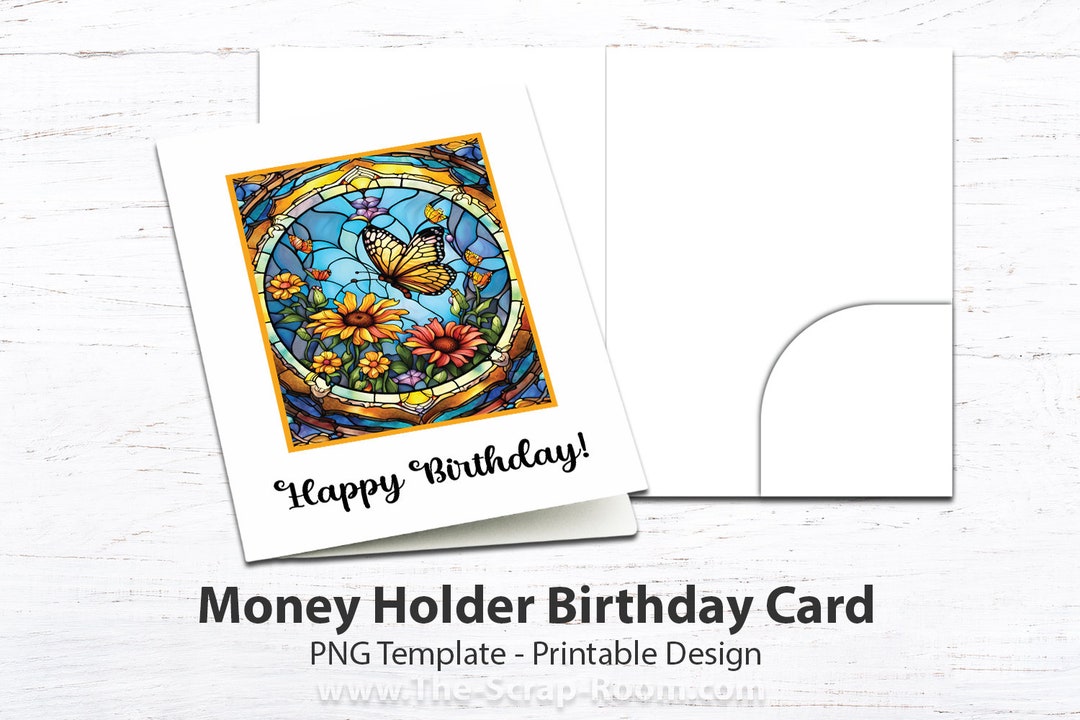 Printable Birthday Card Template: Money Holder Card 12, PNG Card ...