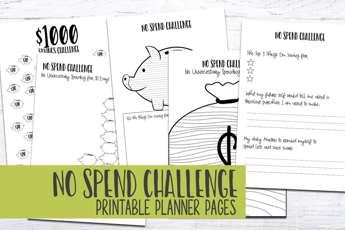 No Spend Challenge Printable Journaling / Planner Pages - Etsy