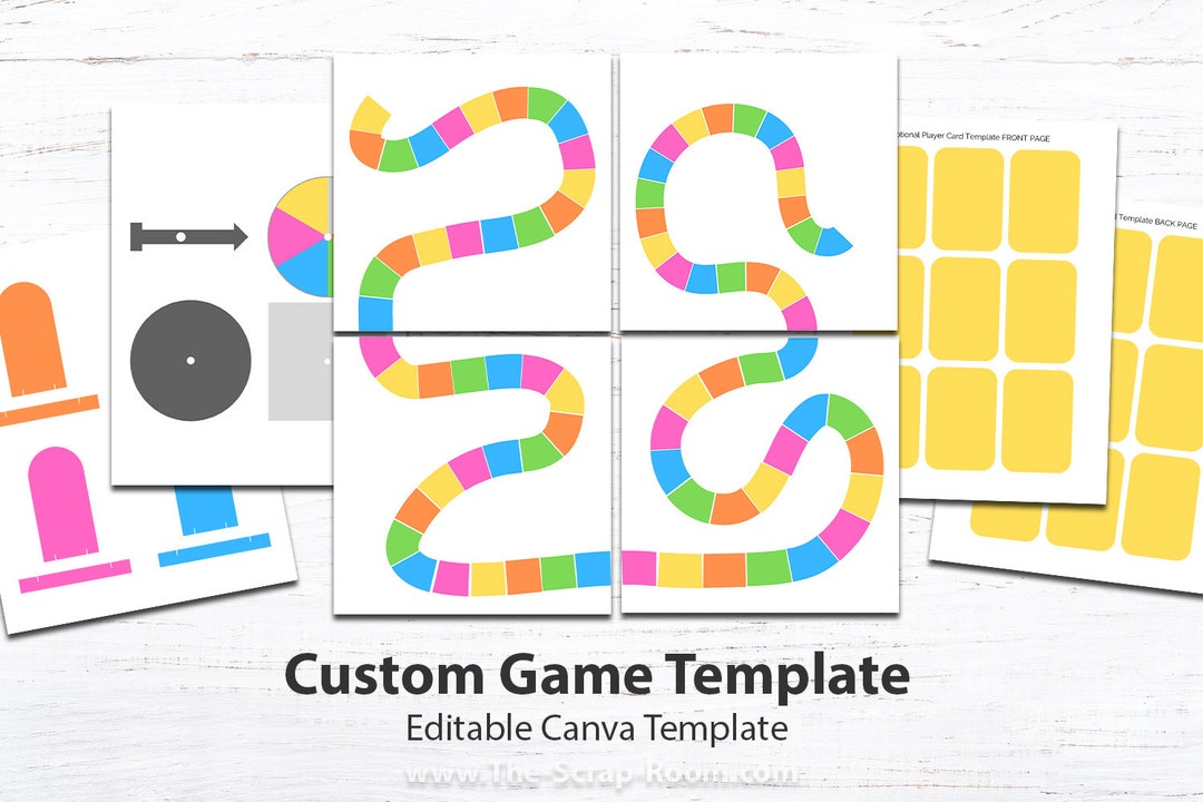 Editable Board Game Template 1B Customizable Game Board Template Canva ...