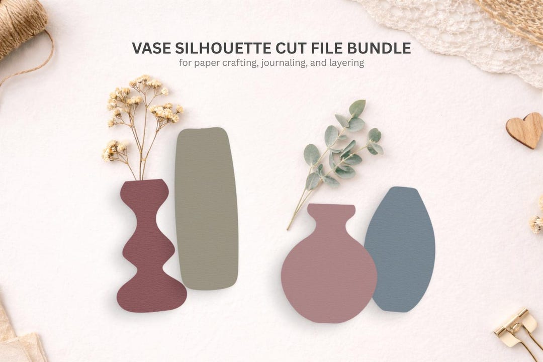Flower Vases Cut File Bundle EPS PNG SVG Vases to Cut Out for Crafts ...