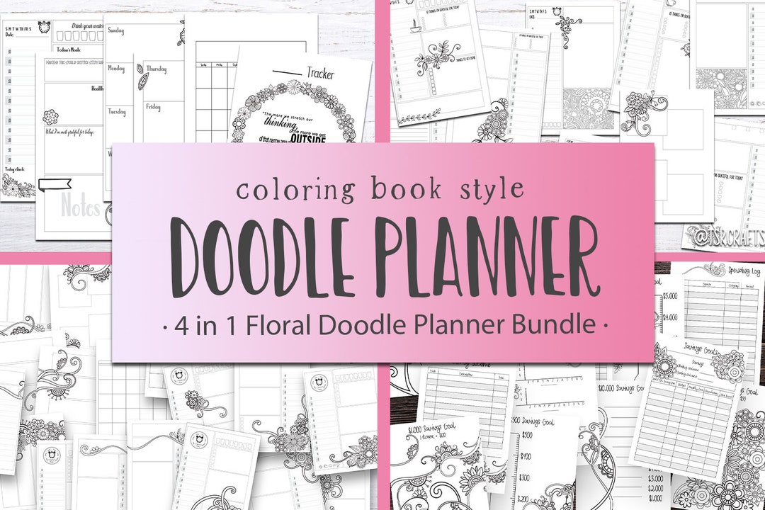 Floral Planner Mega Bundle - 4 Different Floral Doodle Planner Sets in ...