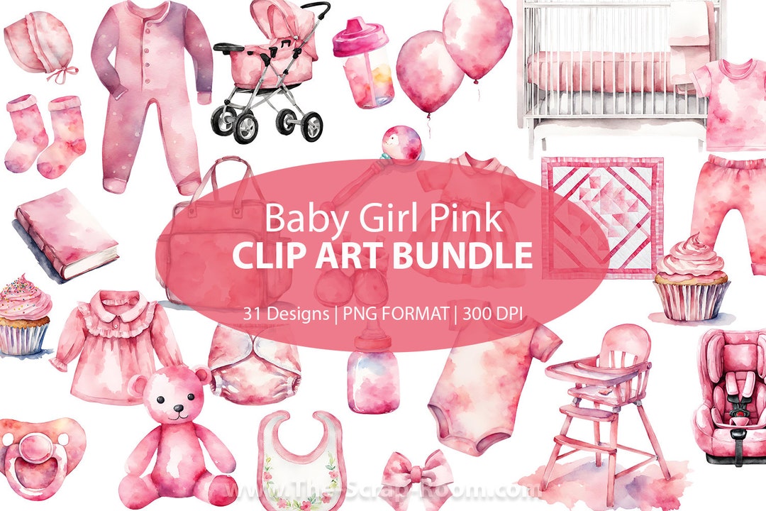 Pink Baby Clip Art Bundle, Png Clipart, Pink Baby, Watercolor, Digital ...
