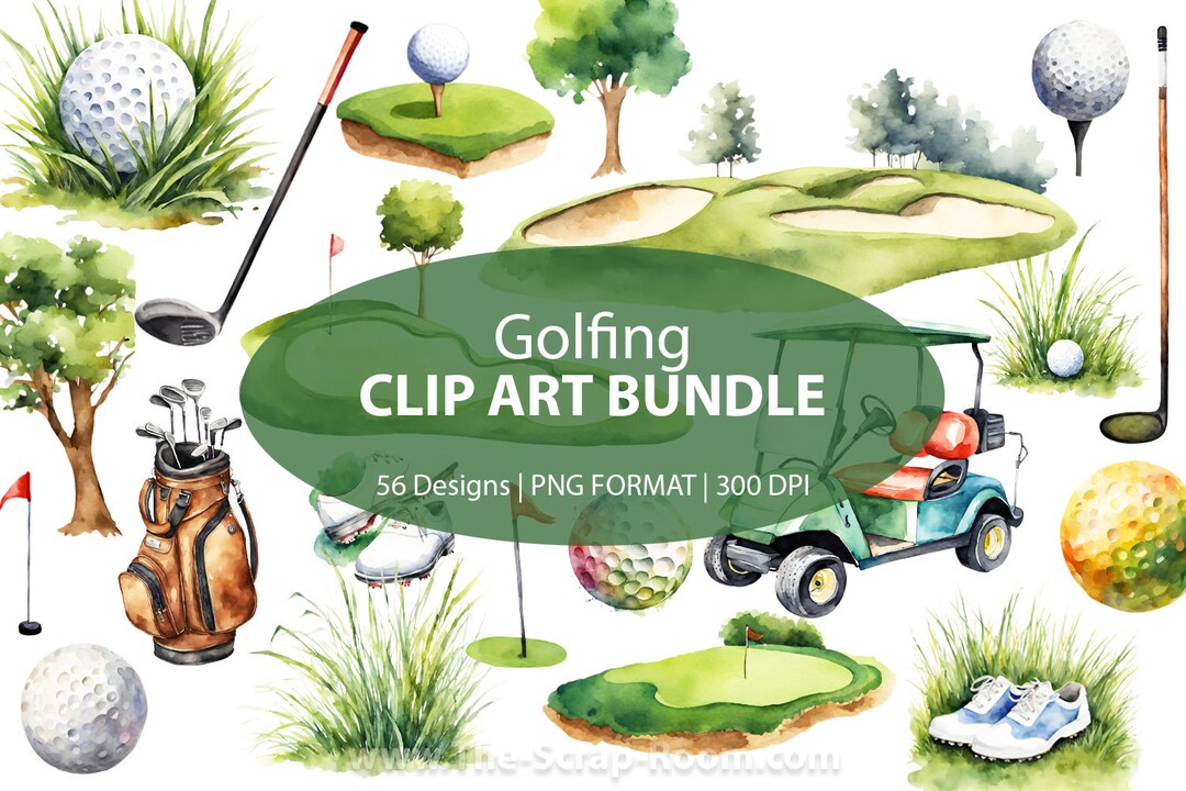 Golf Clip Art Bundle PNG Golf Clipart Watercolor Clip Art Watercolor ...