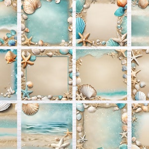 Beachy Digital Paper Pack 3: Watercolor Paper, Printable Paper, Digital ...