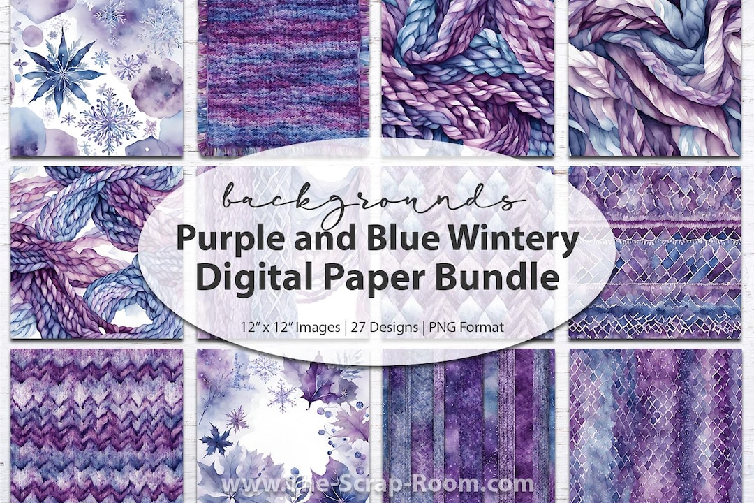 Printable Purple and Blue Winter Digital Paper Pack Digital Papers ...