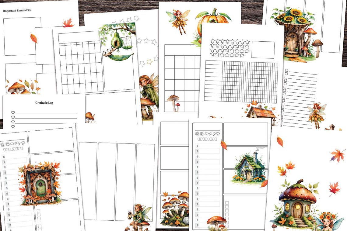 Printable Fall Planner Cottagecore Daily Weekly Monthly Trackers Lined ...