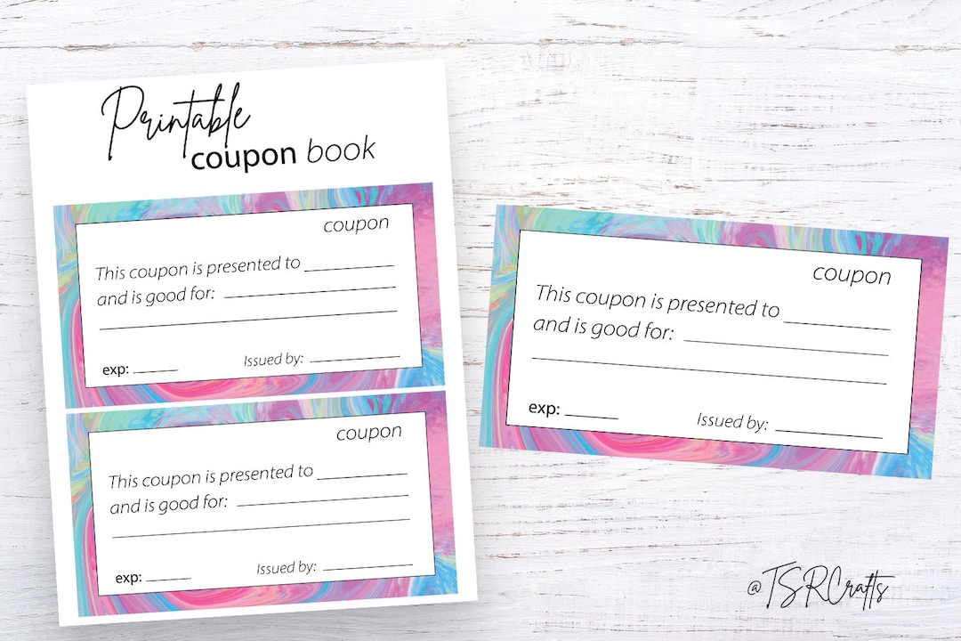 Coupon Book Printable Template Rainbow Design 1 Page Template That is ...